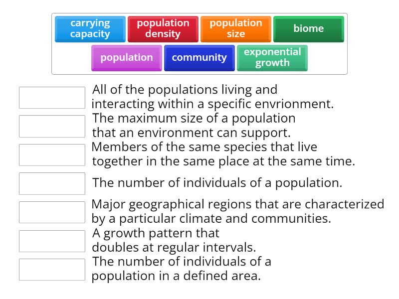 Science: Populations - Match up