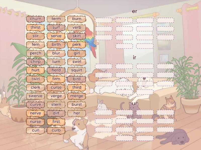 er ir ur word sort - 1 syllable words - Group sort