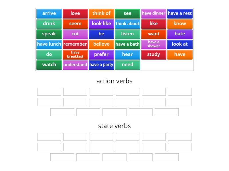 Action vs State verbs Revision - Group sort