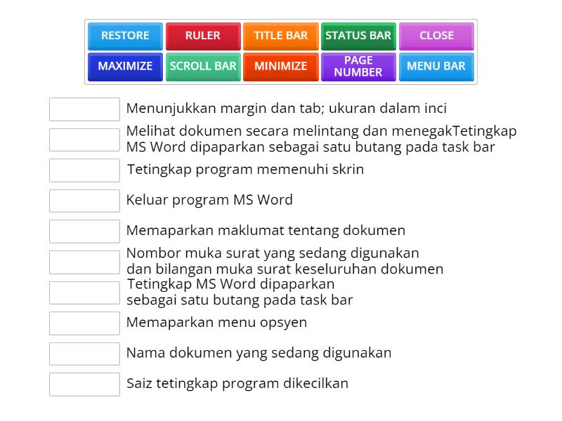 Elemen Tetingkap MS Word - Match up