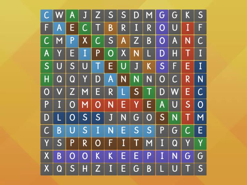 Introduction to accountancy - Wordsearch