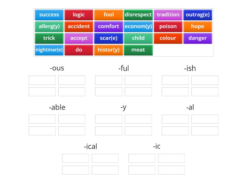 Forming Adjectives Roadmap B2 unit 3C - Group sort