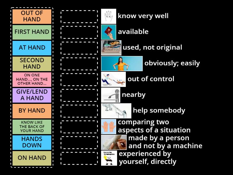 Expressions with "hand" - Match up