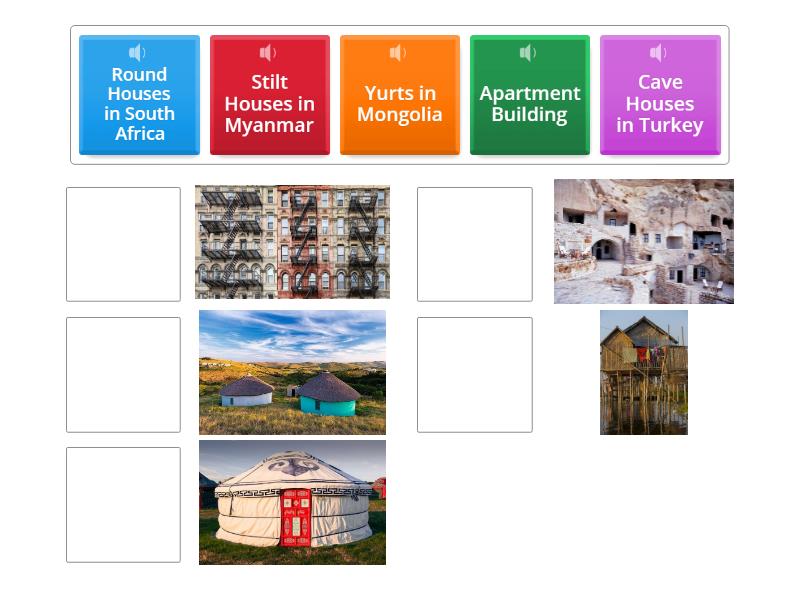 Different types of houses from different countries - Match up