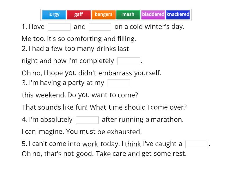 slang words - sits - Complete the sentence