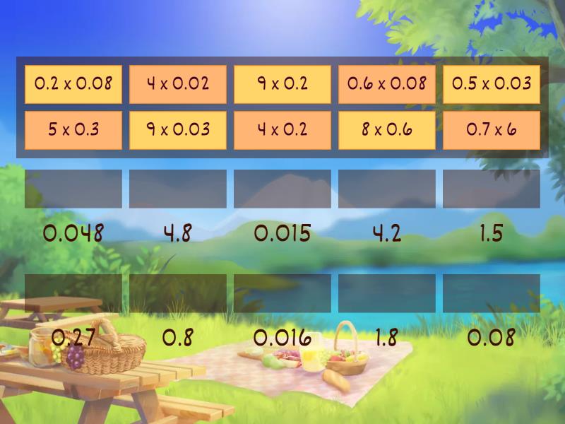 Multiply Decimals by Whole Numbers & Decimals - Match up