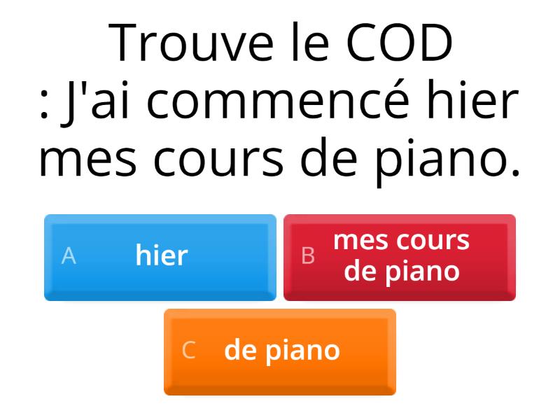 Les COD, COI et COS - Quiz