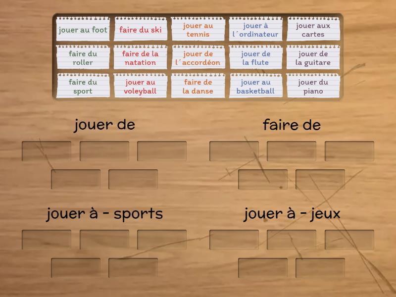 Le francais entre nous 1 - jouer, faire - Group sort