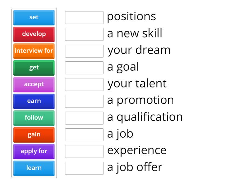 UNIT 1.3: WORDBUILDING: COLLOCATIONS (VERB + NOUN) - Match up