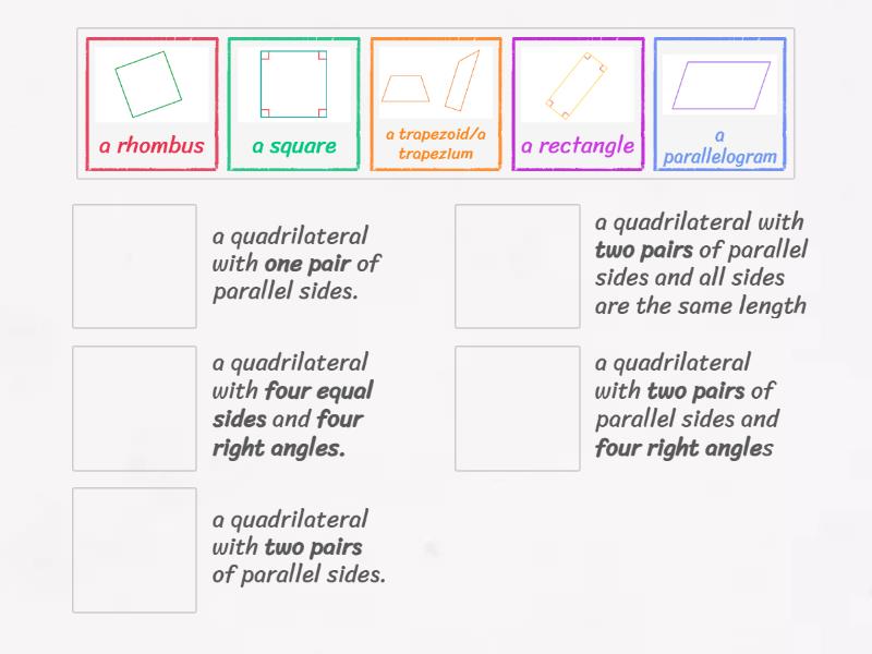 Types of Quadrilaterals - Match up