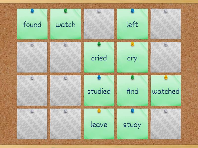 MEMORY GAME- Past Simple Tense Regular and Irregular Verbs- Choose the ...