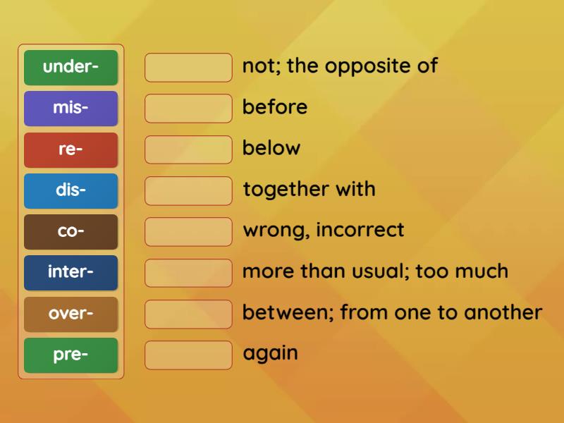 Prefixes p.47 - Match up