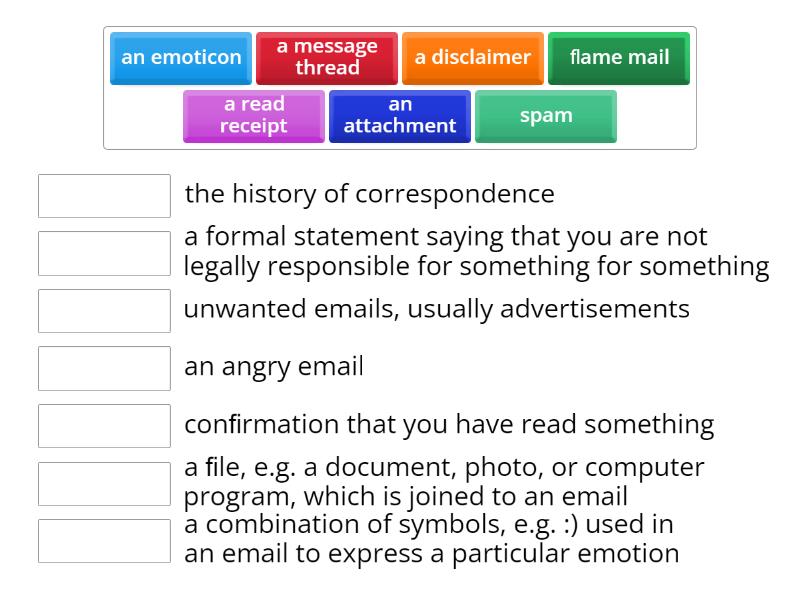 Email Vocabulary - Match up
