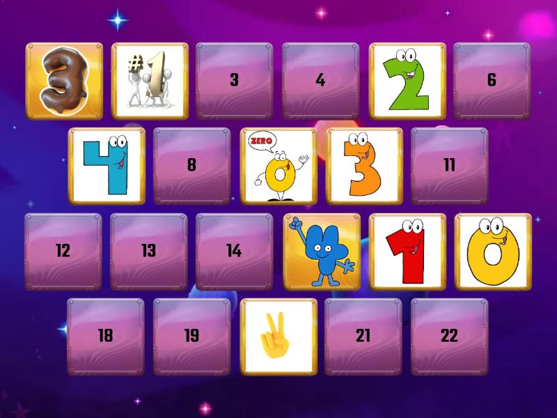 Numbers 0 - 10 - Memory game - Matching pairs