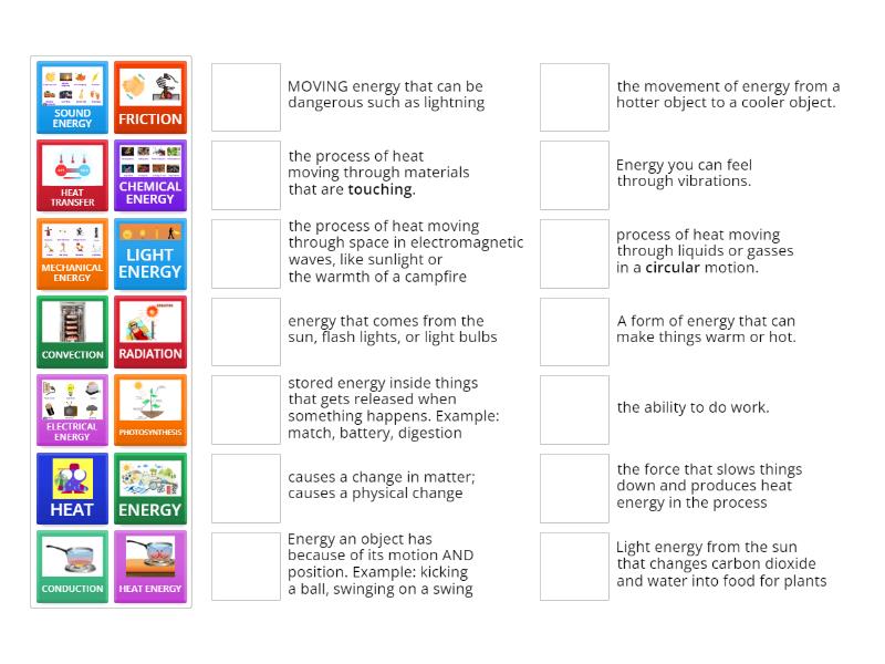 ENERGY Vocabulary - Match up