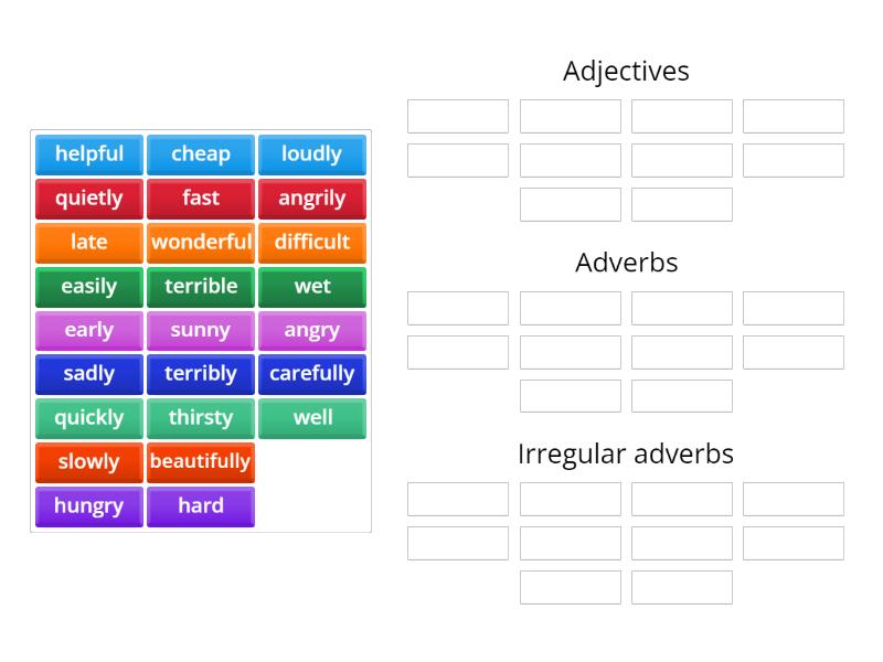 Adjectives and Adverbs - Group sort