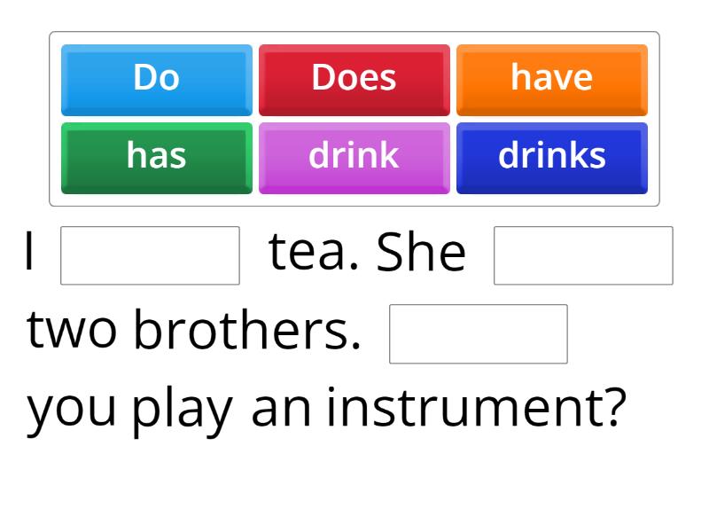 Present Simple - Missing Verbs - Complete the sentence