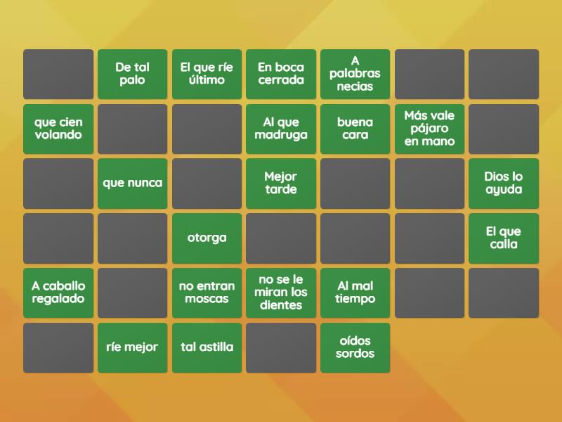 Juego de Memoria - Dichos populares - Parejas