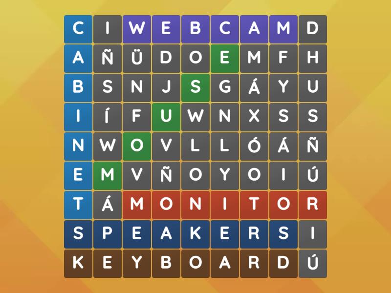 parts of a computers - Sopa de letras