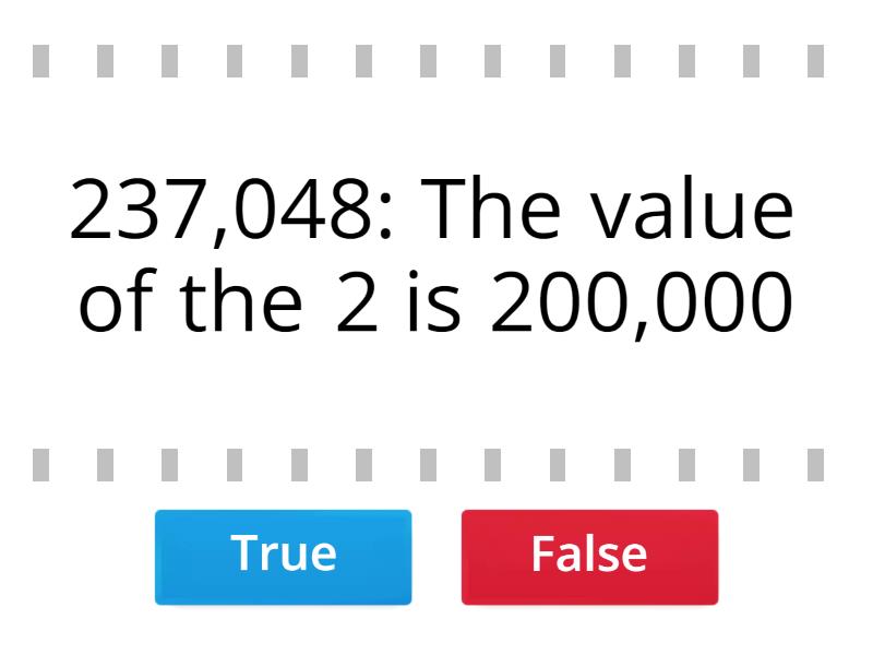 Place Value (4th) - True or false