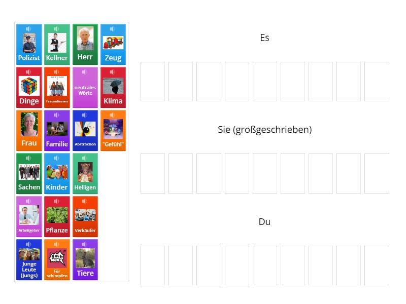Es oder Sie oder Du - Group sort