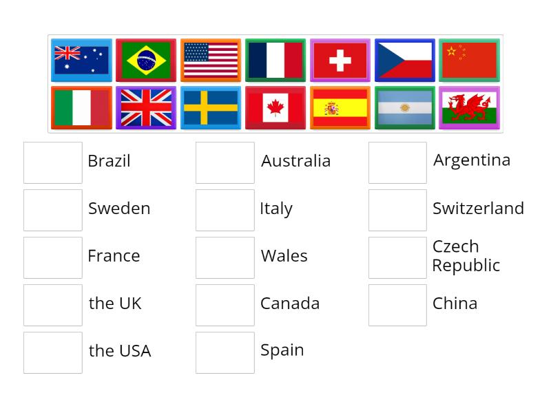 Match the country with its flag. - Match up