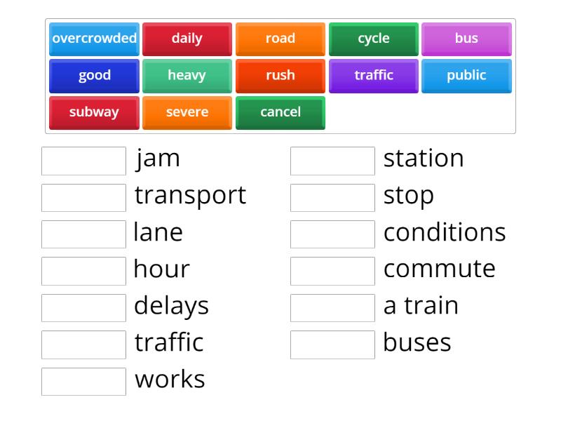 Transport collocations - Match up