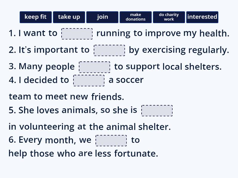Gap filling task - Complete the sentence