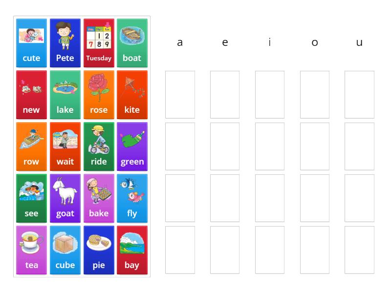 6th Grade Unit 4 Long Vowels - Group sort