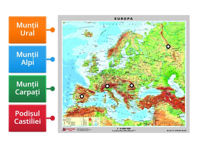 Harta Europei - Relieful - Labelled diagram