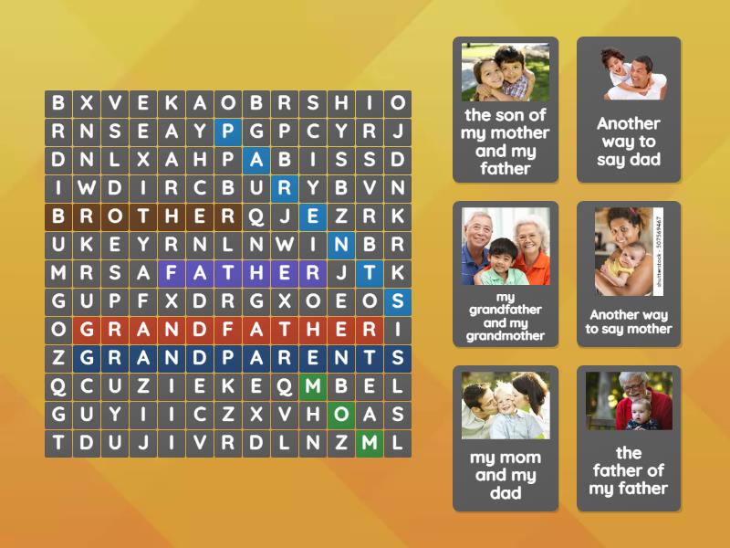 Family members - Wordsearch Family members - Wordsearch