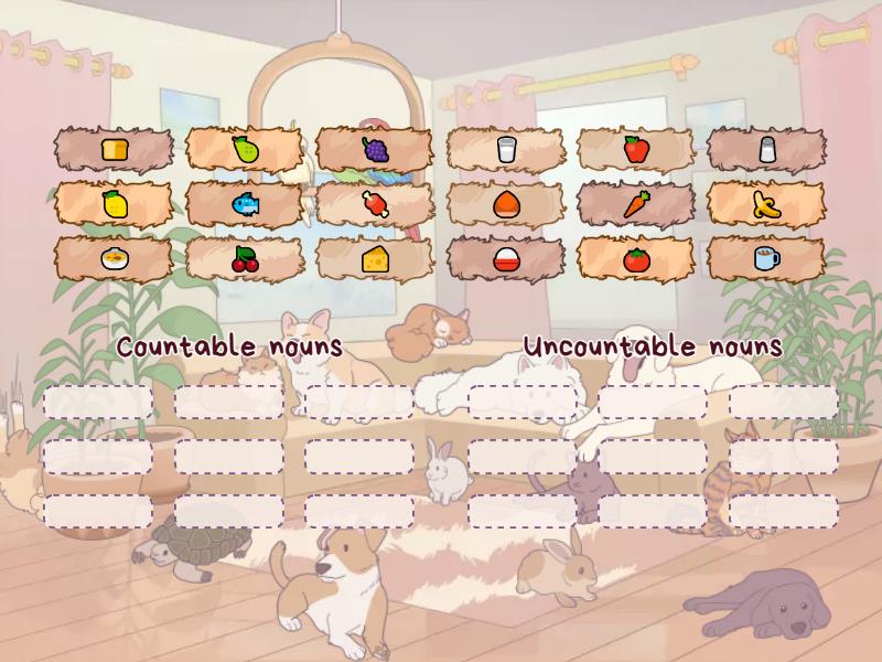 Countable and uncountable nouns - Group sort