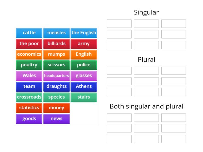 Singular and Plural nouns - Group sort