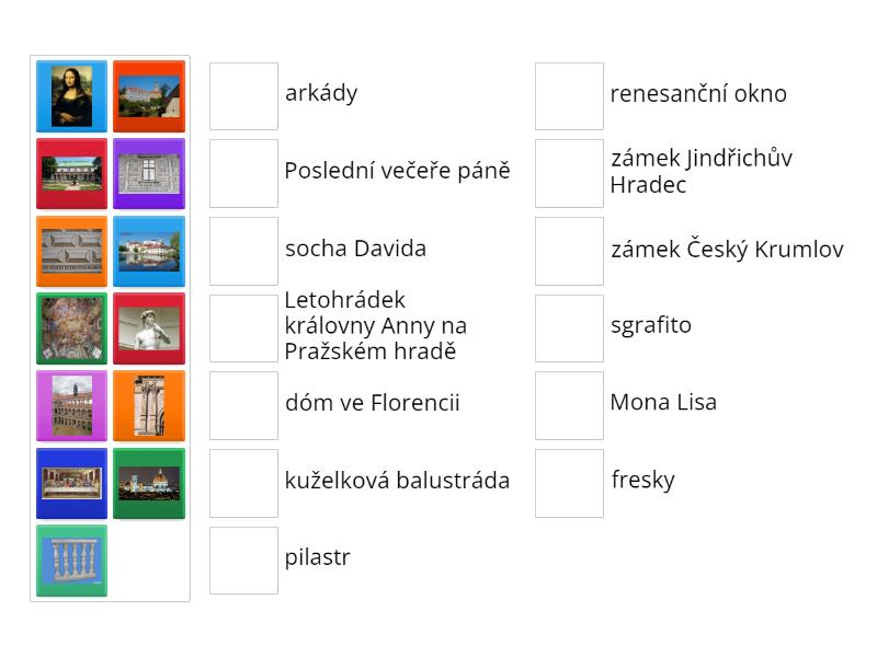 Renesance - znaky + příklady - Match up