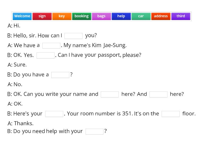 booking - Complete the sentence
