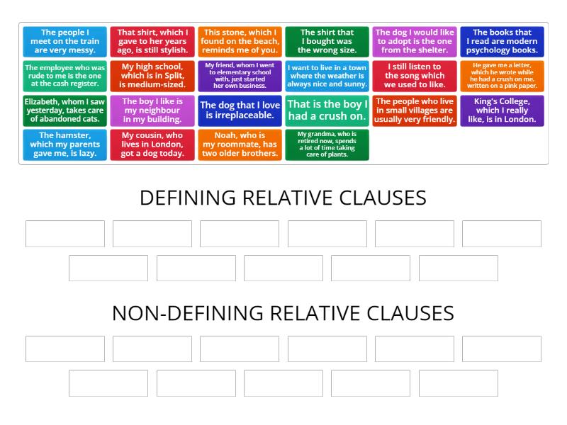 MY FRIENDS-defining /non-defining clauses - Group sort