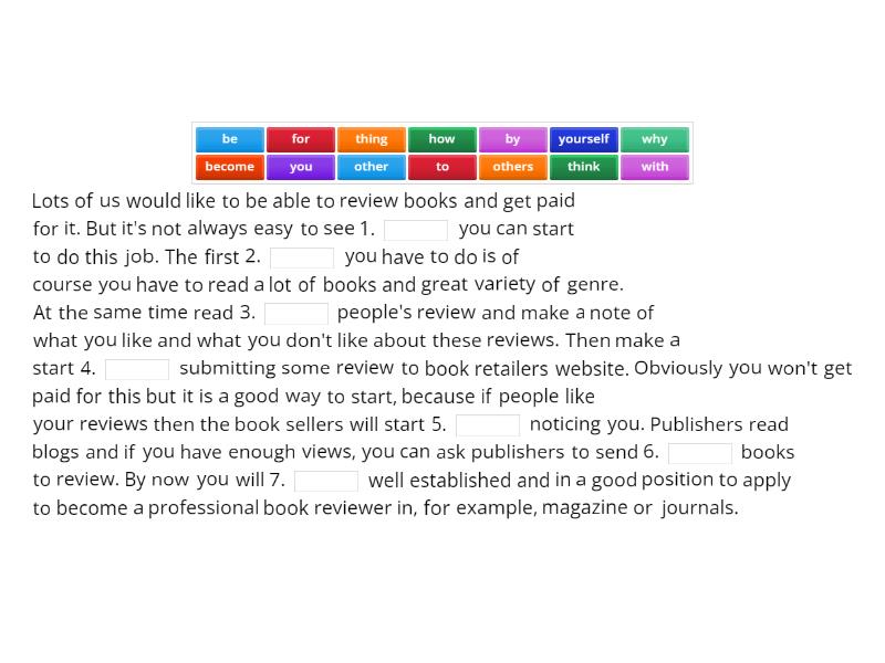 How to be a book reviewer - Complete the sentence