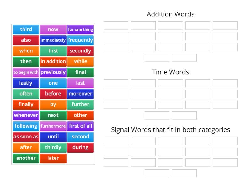 Signal Words Categorizing - Group sort