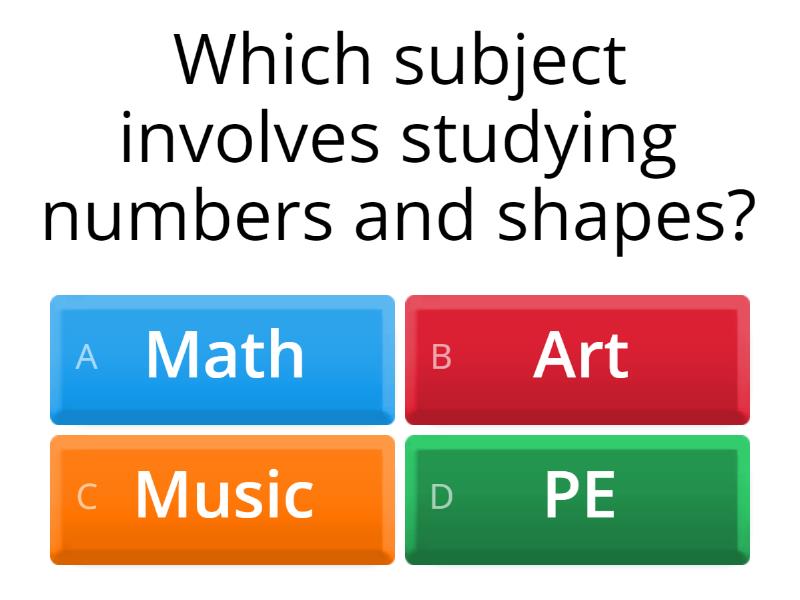 Grade 5 School Subjects - Quiz
