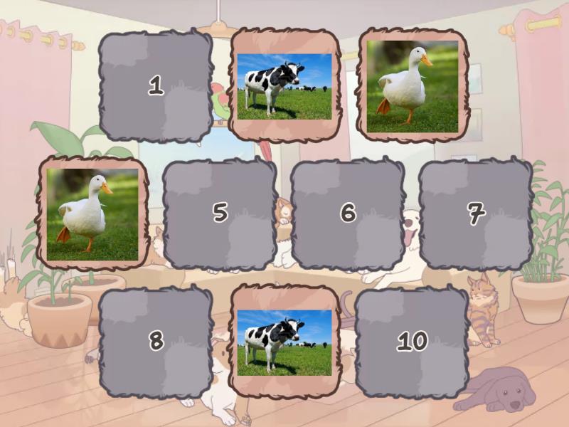 Farm Animals Memory I - Matching pairs