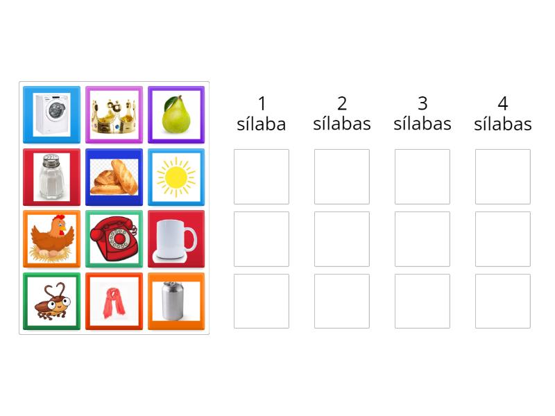 ¿Cuántas sílabas tiene las siguientes palabras? - Ordenar por grupo