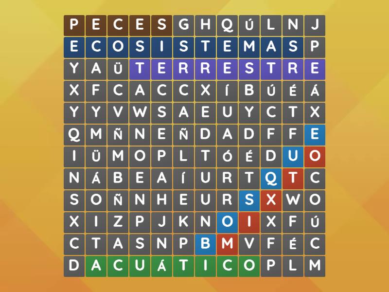 sopa de letras, ecosistema - Wordsearch