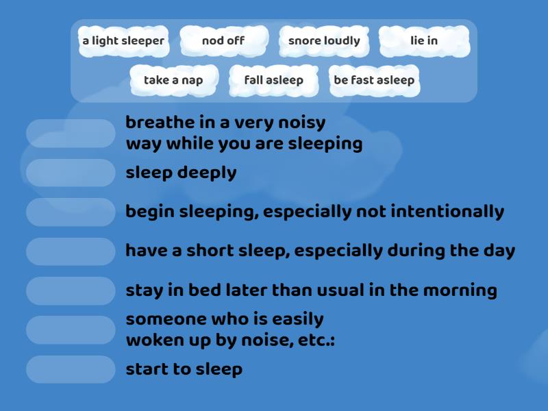 Speaking club Sleeping habits - Match up
