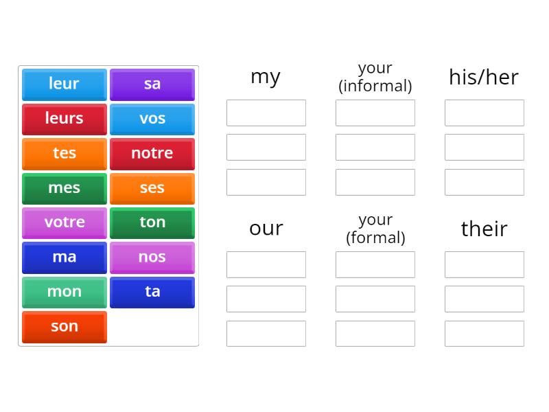 5A Possessive Adjectives - level 1 - Group sort