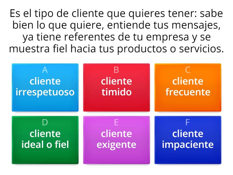 tipos de clientes - Cuestionario