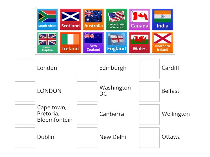Countries, flags and capital cities. - Match up