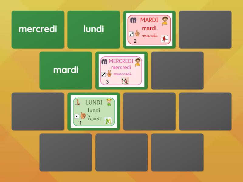 Leçon 23 : Les jours de la semaine - Matching pairs