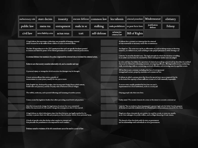 Unit 3 Key Terms Game/Activity - Match up