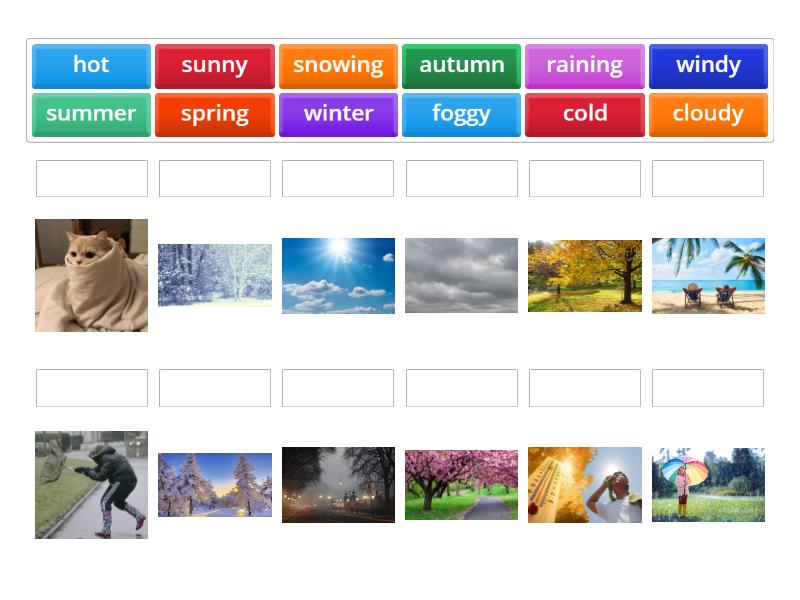 Week 5 Class 2 (Unit 5C): Vocabulary Weather+Seasons - Une las parejas