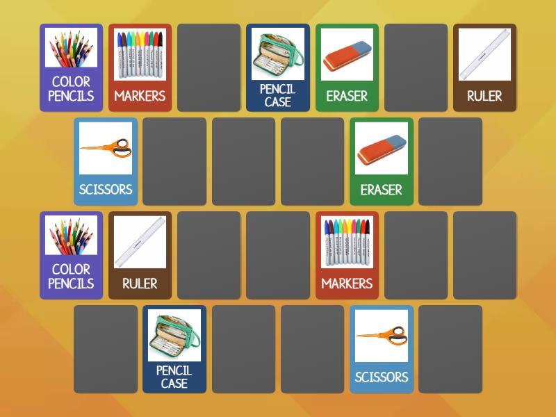 SCHOOL OBJECTS - MEMORY GAME - Combine os pares
